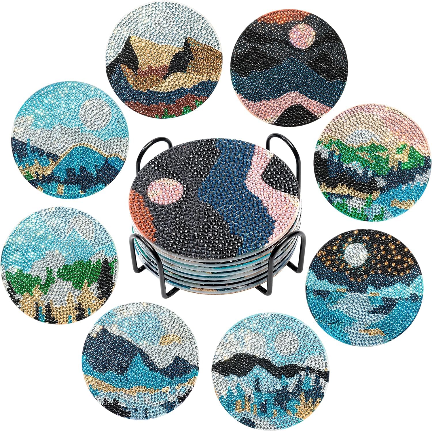 Amazon.com: AellasNervalt 8Pcs Landscape Coasters Kits Mountains Rivers ...