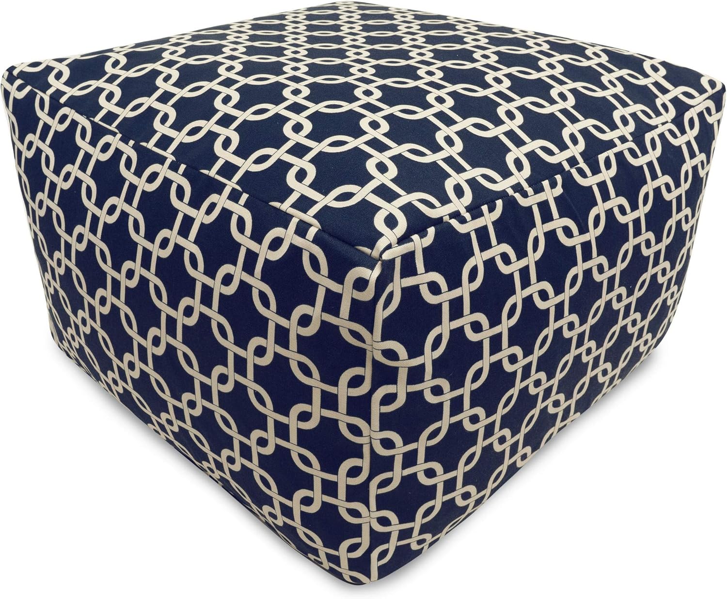 Amazon.com : Majestic Home Goods Links Ottoman, Large, Navy Blue ...