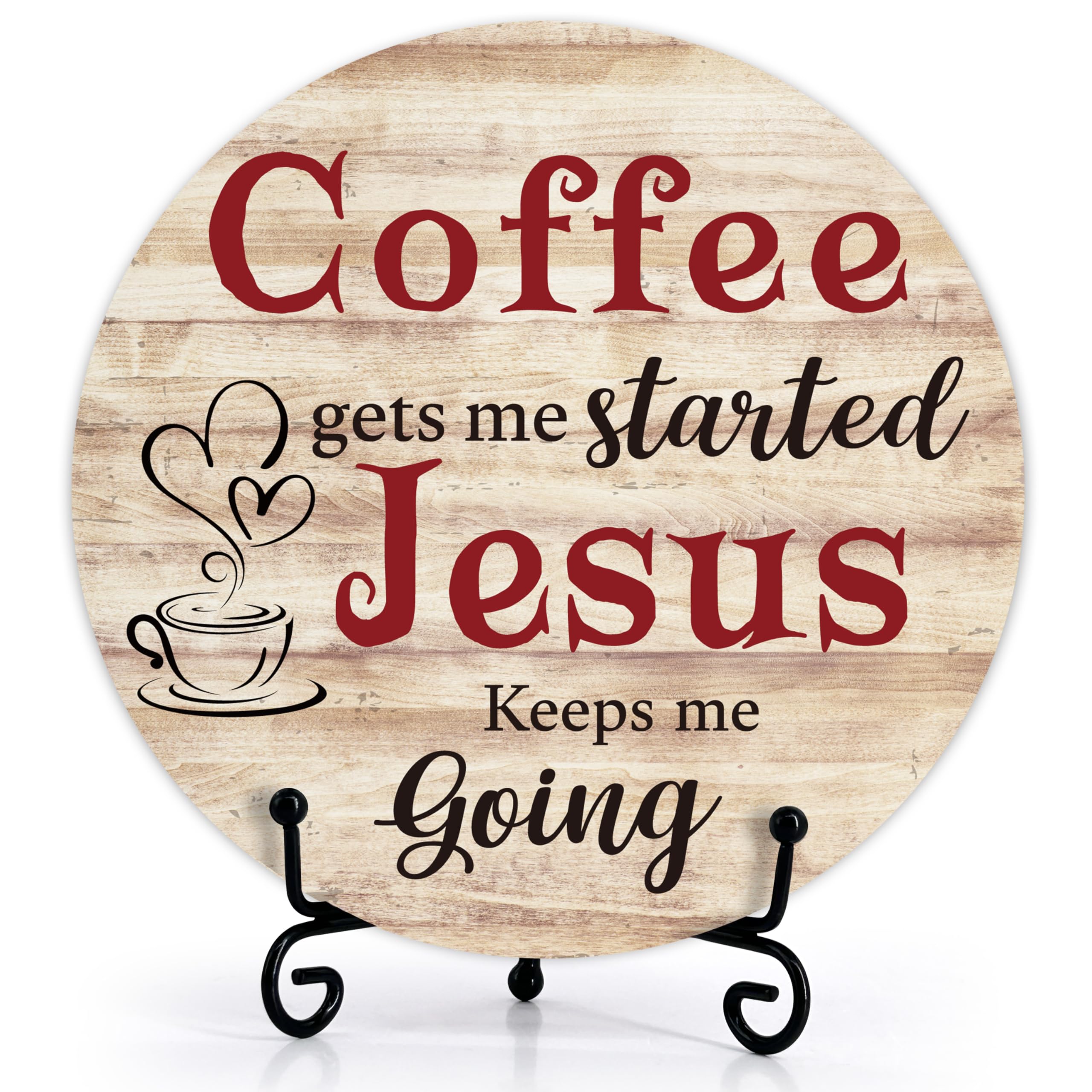 Amazon.com: Coffee And Jesus Wood Sign, Christian Coffee Decor For ...