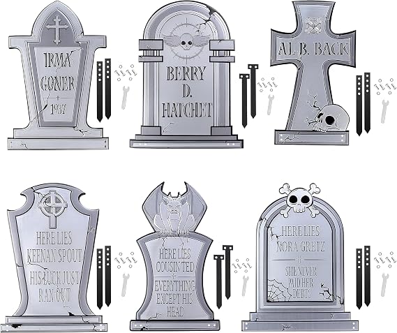 Amazon.com: 3-D Metal Halloween Ghost Cemetery 17" Tombstones -Full Set ...