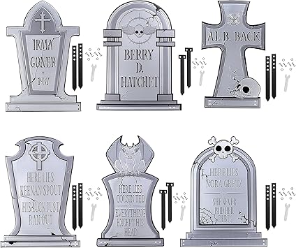 Amazon.com: 3-D Metal Halloween Ghost Cemetery 17" Tombstones -Full Set ...