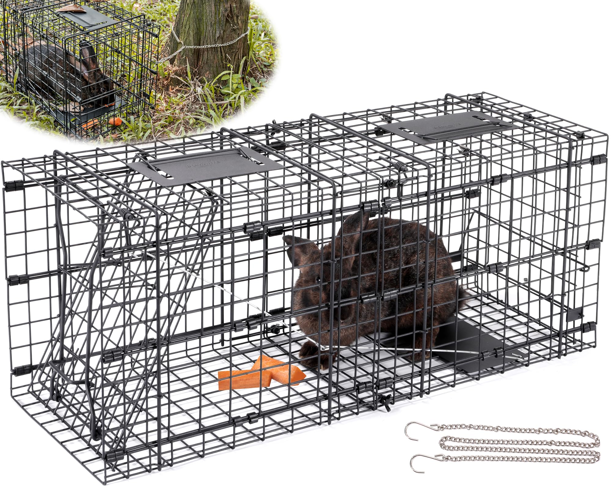 Live Animal Trap Cage, 32" Raccoon Large Traps Detachable into 16 ...