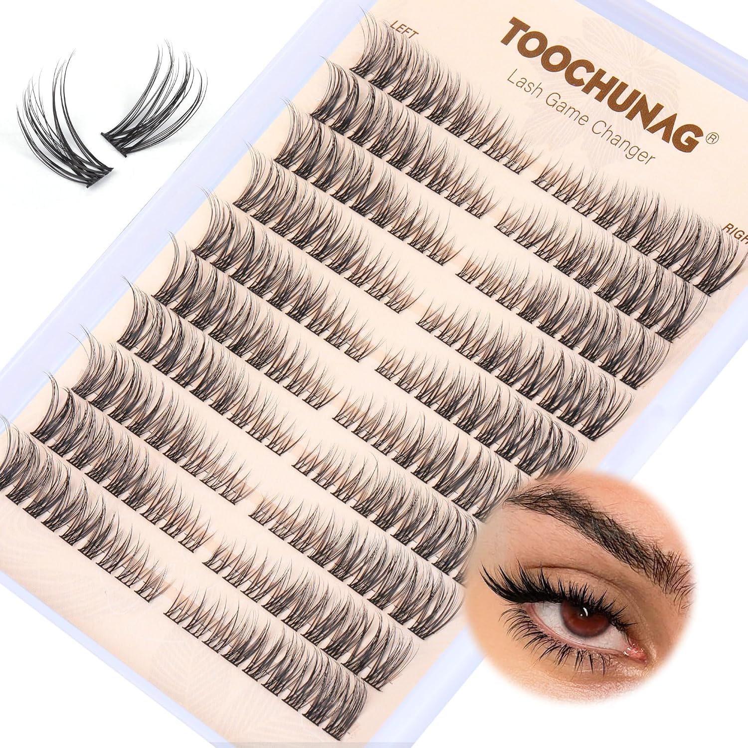 Natural Lash Clusters Left&Right 180pcs Eyelash Clusters 7-15mm C Curl ...
