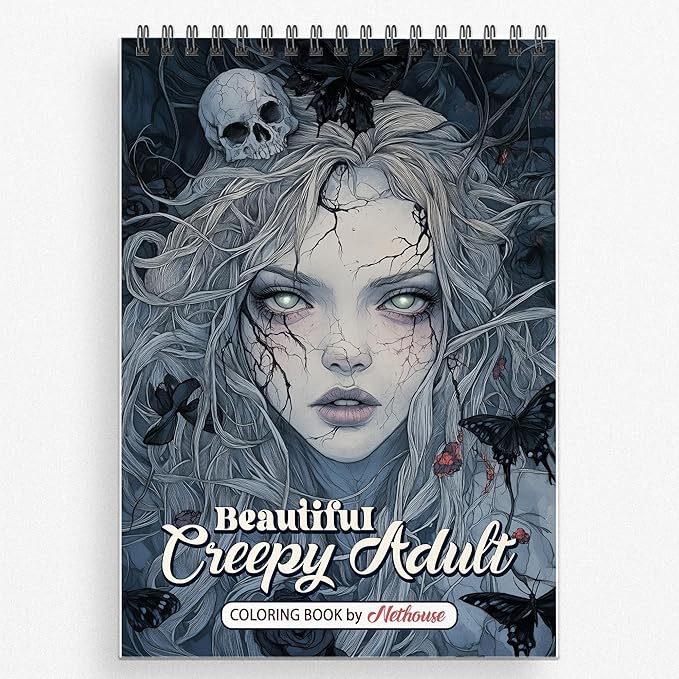 Amazon.com: NETHOUSE Beautiful Creepy Adult Coloring Book Spiral Bound ...