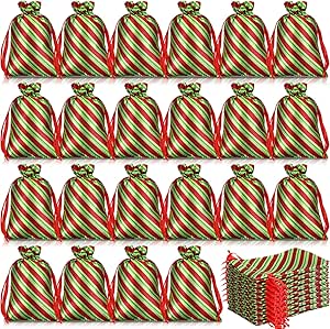 Amazon.com: Windyun 100 Pcs Christmas Satin Gift Bag with Drawstring ...