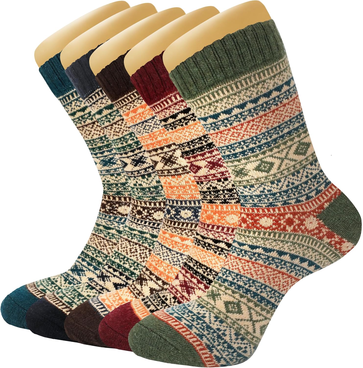 Amazon.com: LWWTBS Womens Wool Socks 5 Pairs Warm Winter Socks Knit ...