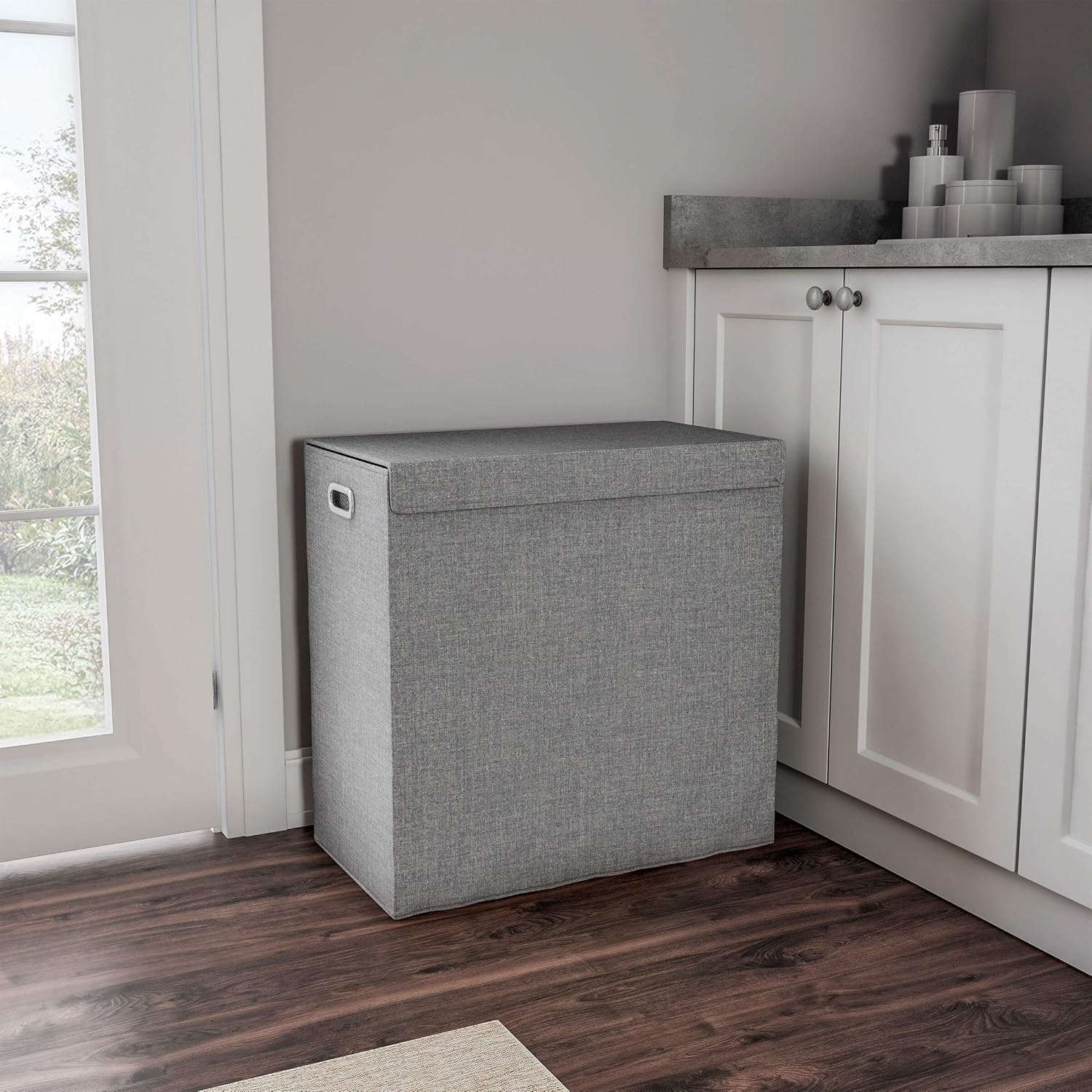 Amazon.com: Double Laundry Hamper with Lid- Two-Sided Sorter and ...