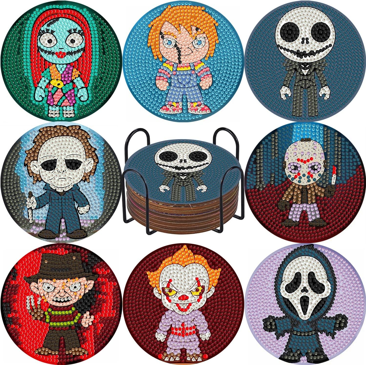 Amazon.com: 6Pcs Halloween Decor Gift Horror Movie Character Coasters ...