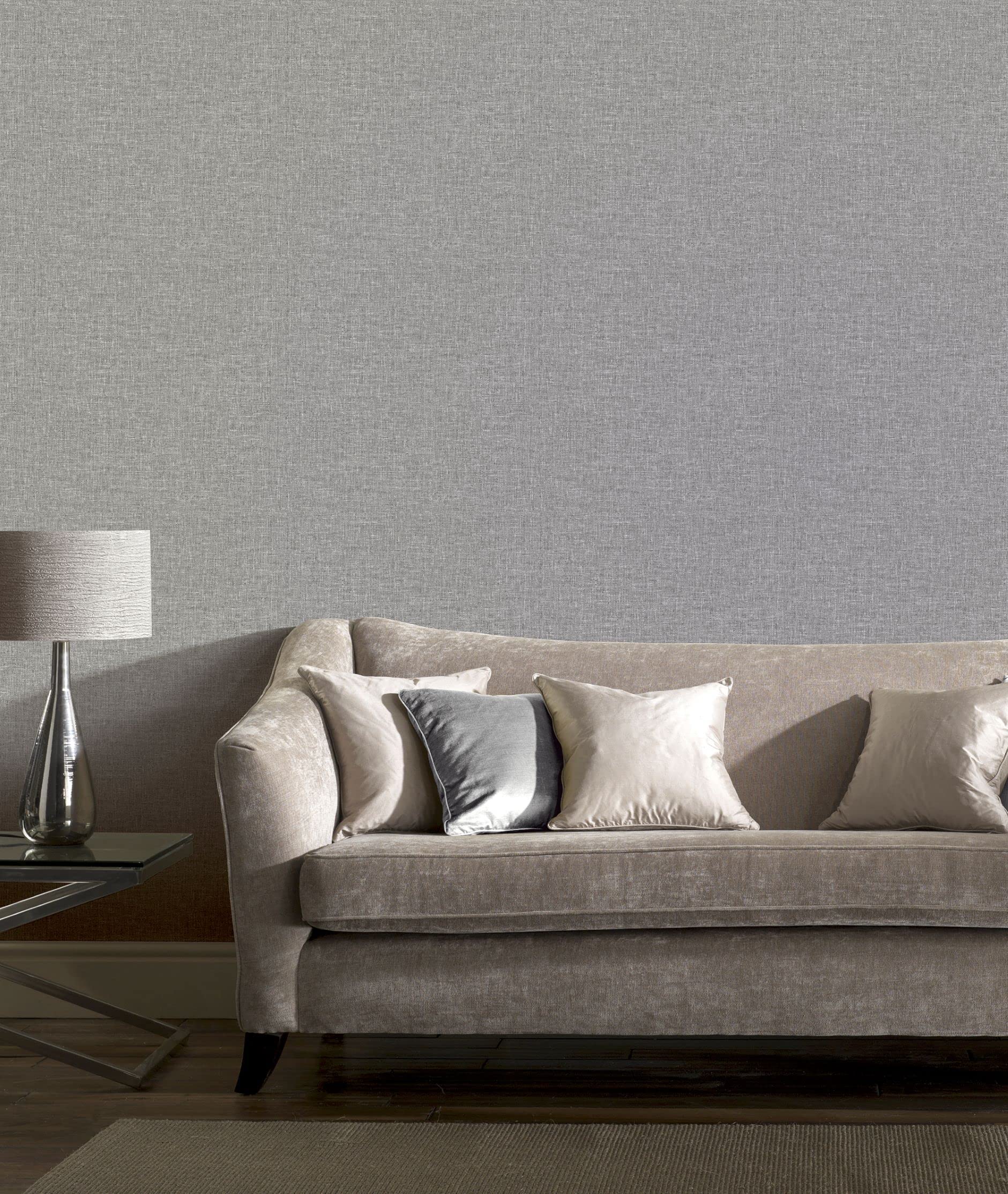 Buy Arthouse Mid Grey Textured Linen Wallpaper - Subtle Sheen Bounces ...