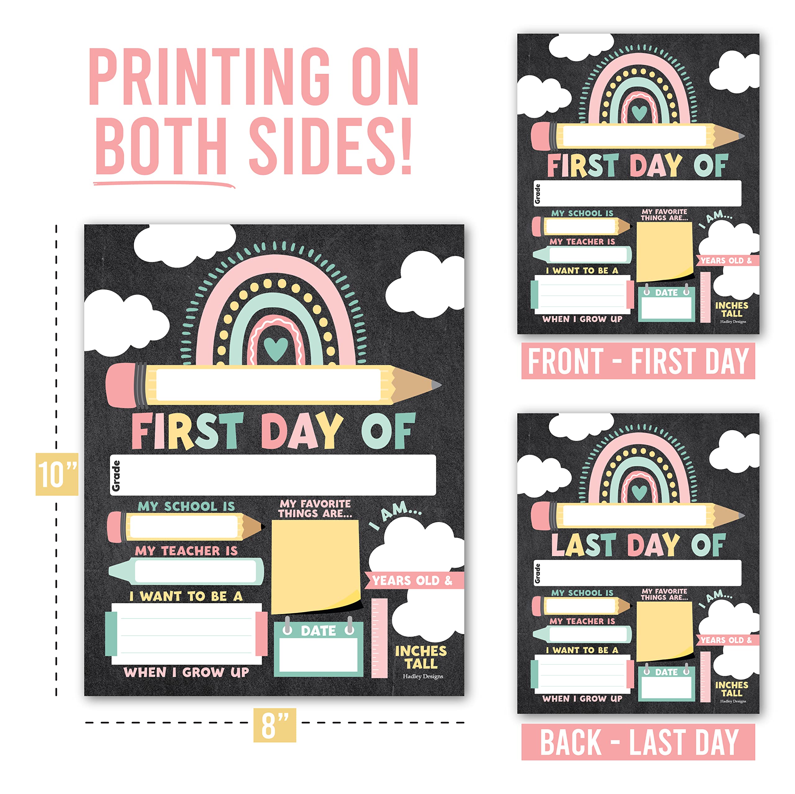 Snapklik.com : First Day Of School Sign 10 Double-Sided First And Last ...