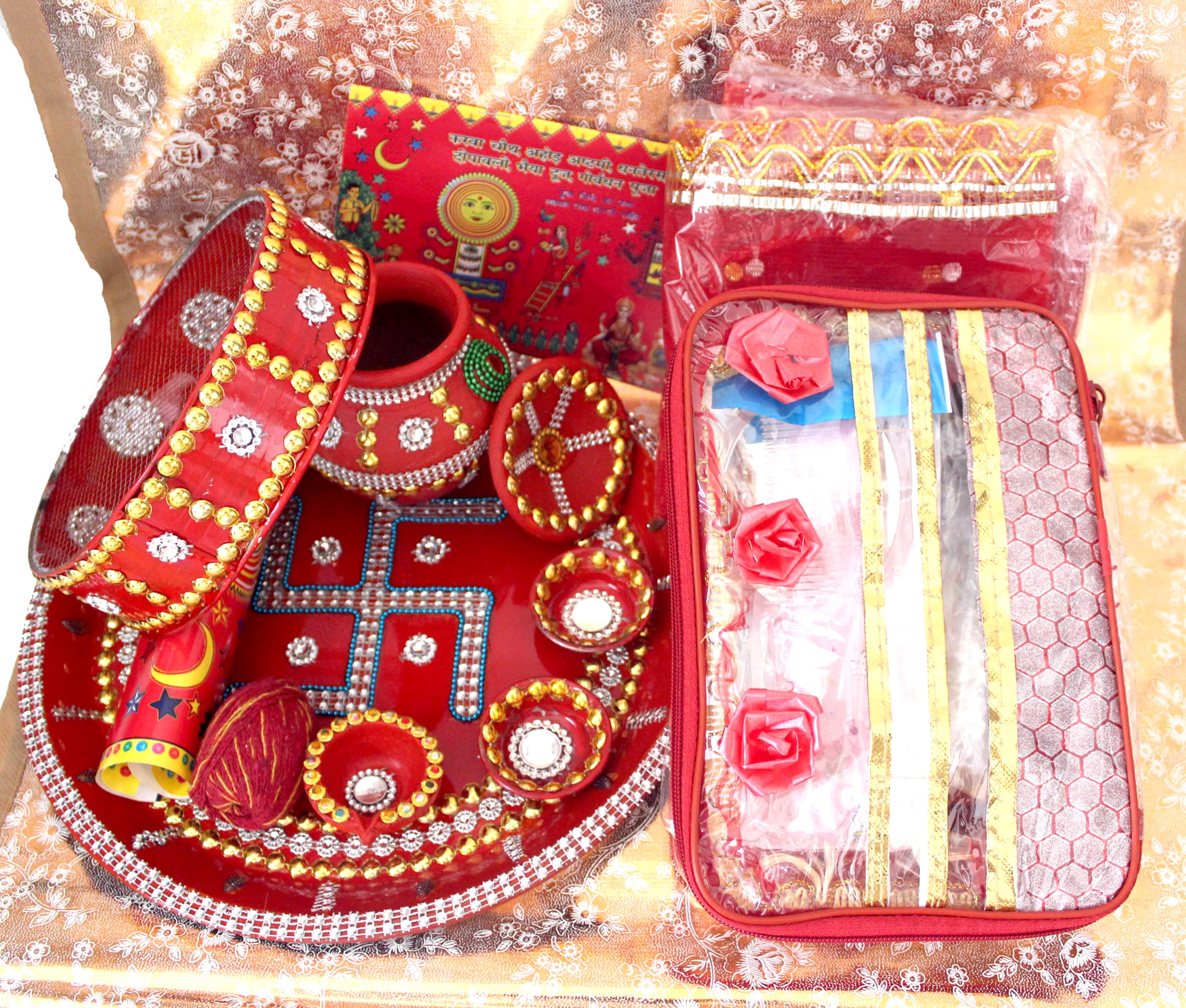 Kumhart Handcrafted Karwachauth Pooja Thali Set Thali Set Karwa Set ...