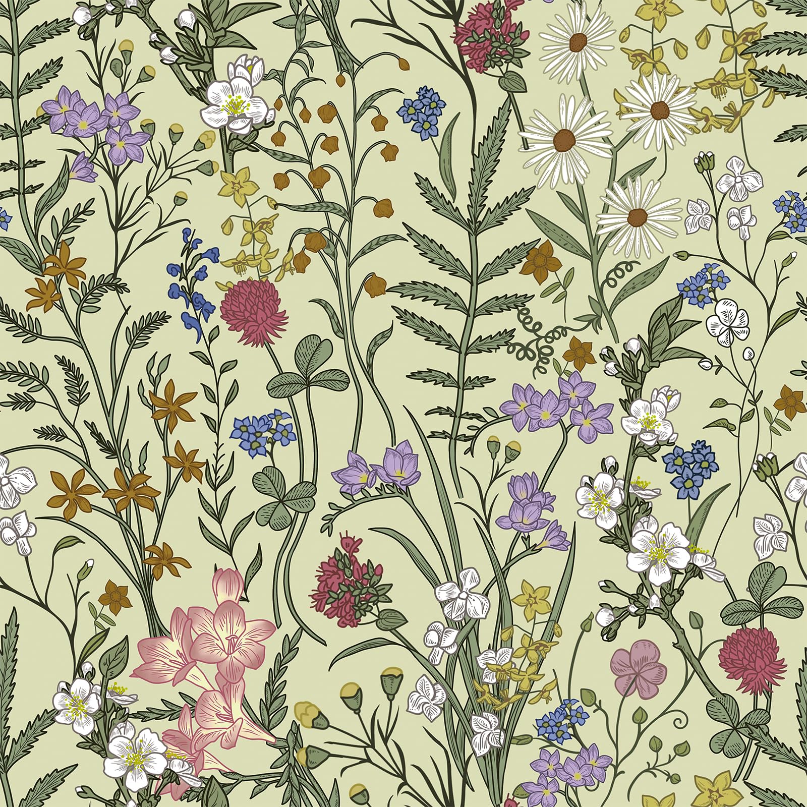 Snapklik.com : Light Floral Peel And Stick Wallpaper Boho, Removable ...
