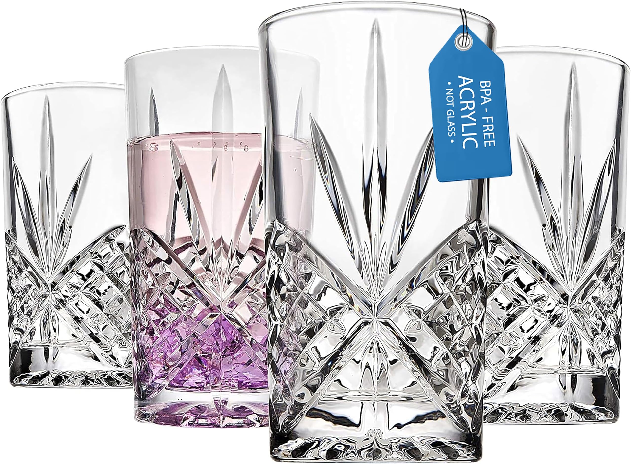 Amazon.com | Godinger Tall Highball Glasses, Shatterproof and Reusable ...