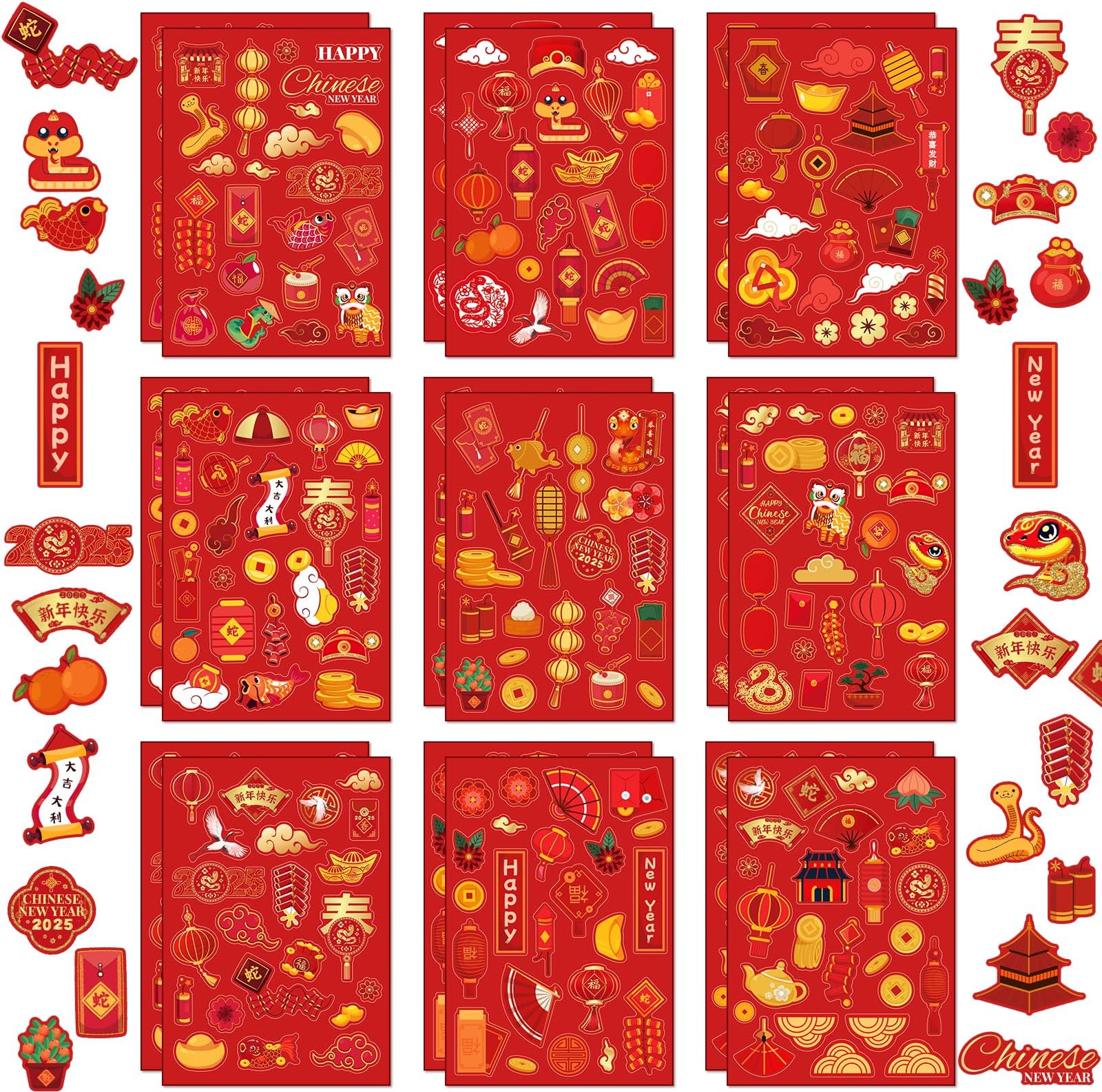 Amazon.com: Lucleag 750 PCS Chinese New Year Stickers for Kids ...