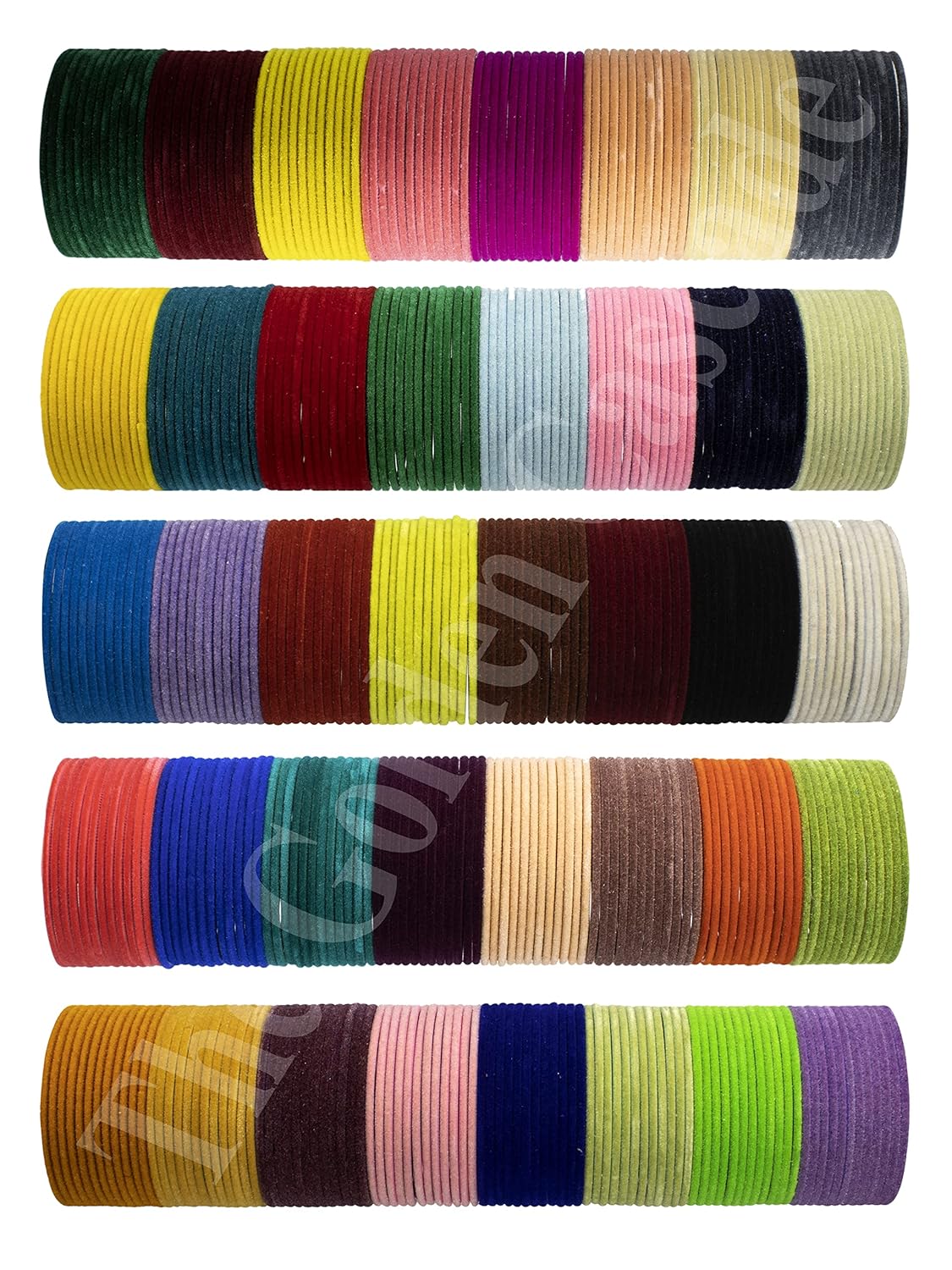 Buy The Golden Cascade Combo Set of 40 Colors Velvet Bangle For Women ...