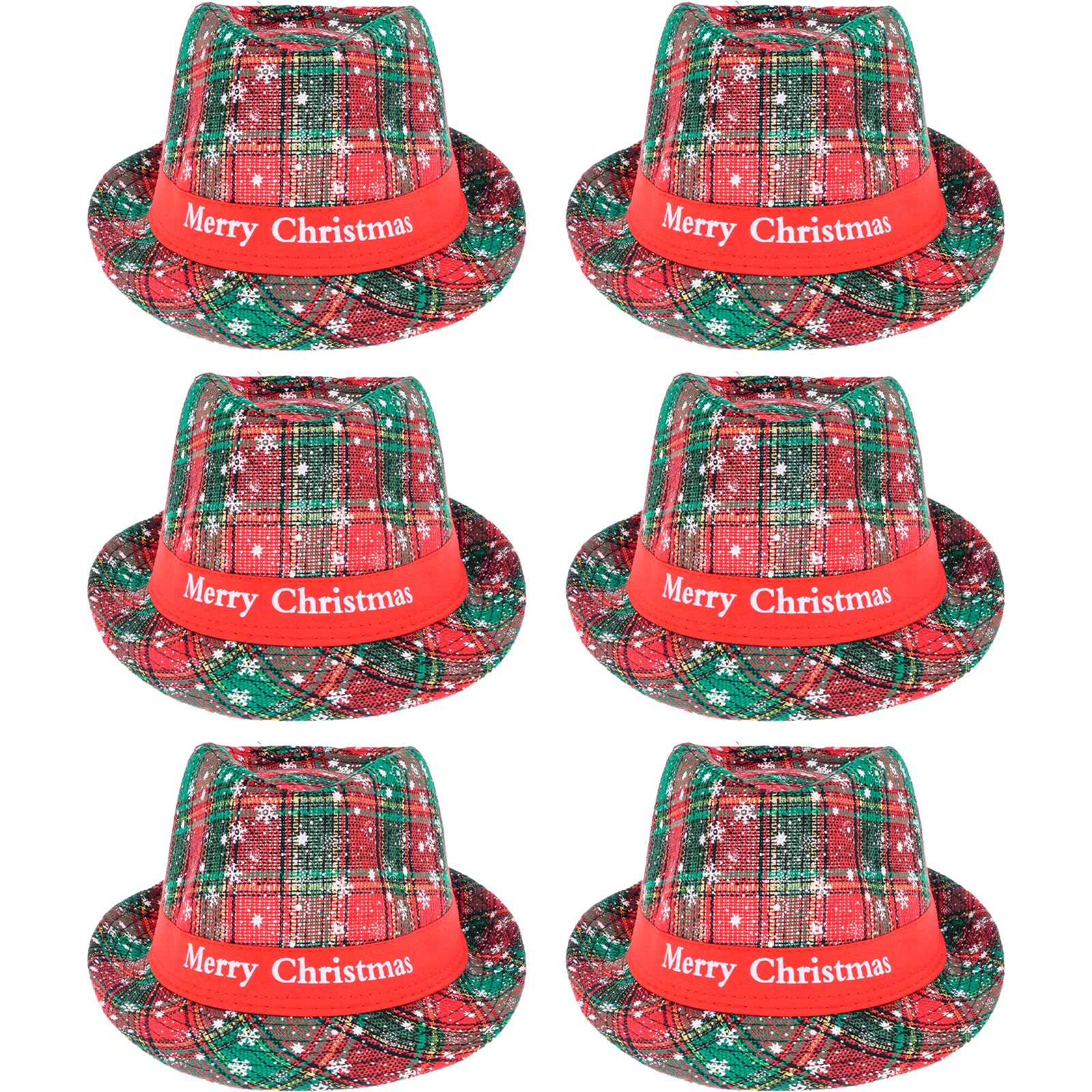 6 Pack Christmas Party Hats Fedora Hat Short Brim Fedora Hats Funny ...