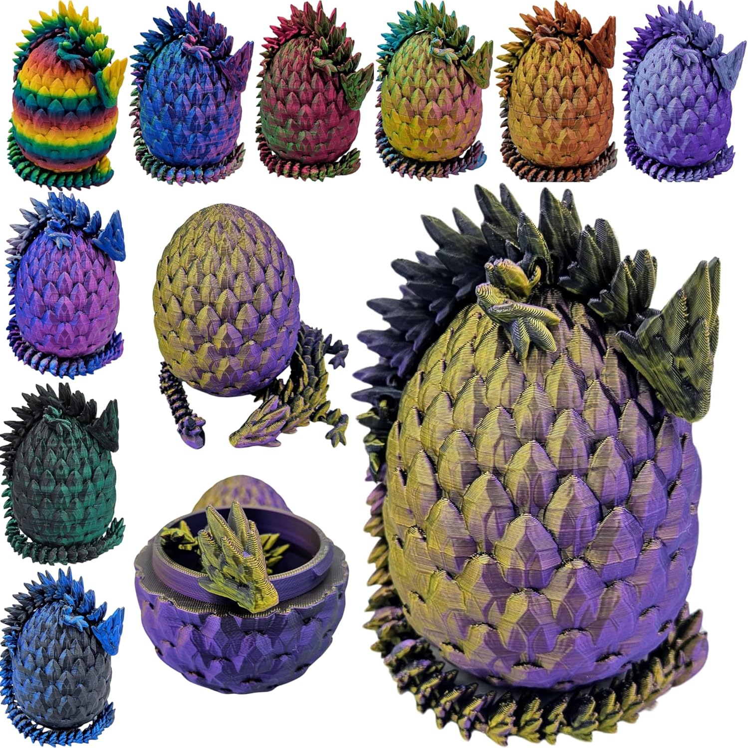 Amazon.com: 3D Printed Dragon Egg Articulating Gemstone Dragon Fidget ...