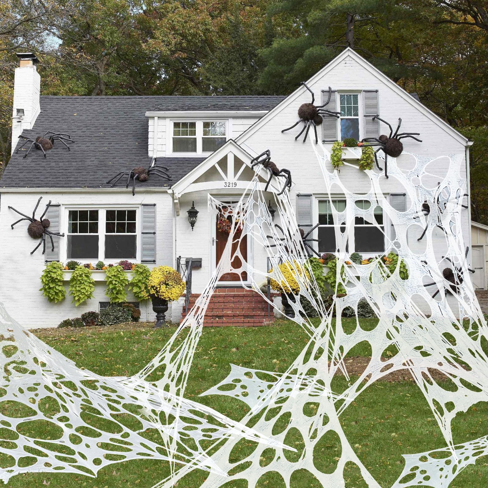 Amazon.com: Qibote Mega Fake Spider Web White Halloween Halloween ...