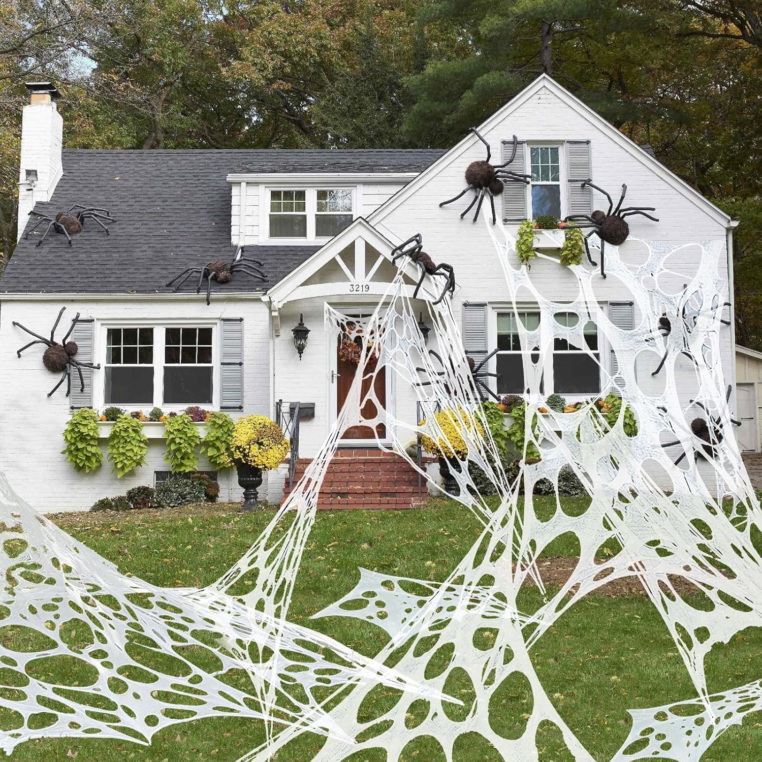 Amazon.com : CYAOOI 900 sqft Spider Web Halloween Decorations Outdoor ...