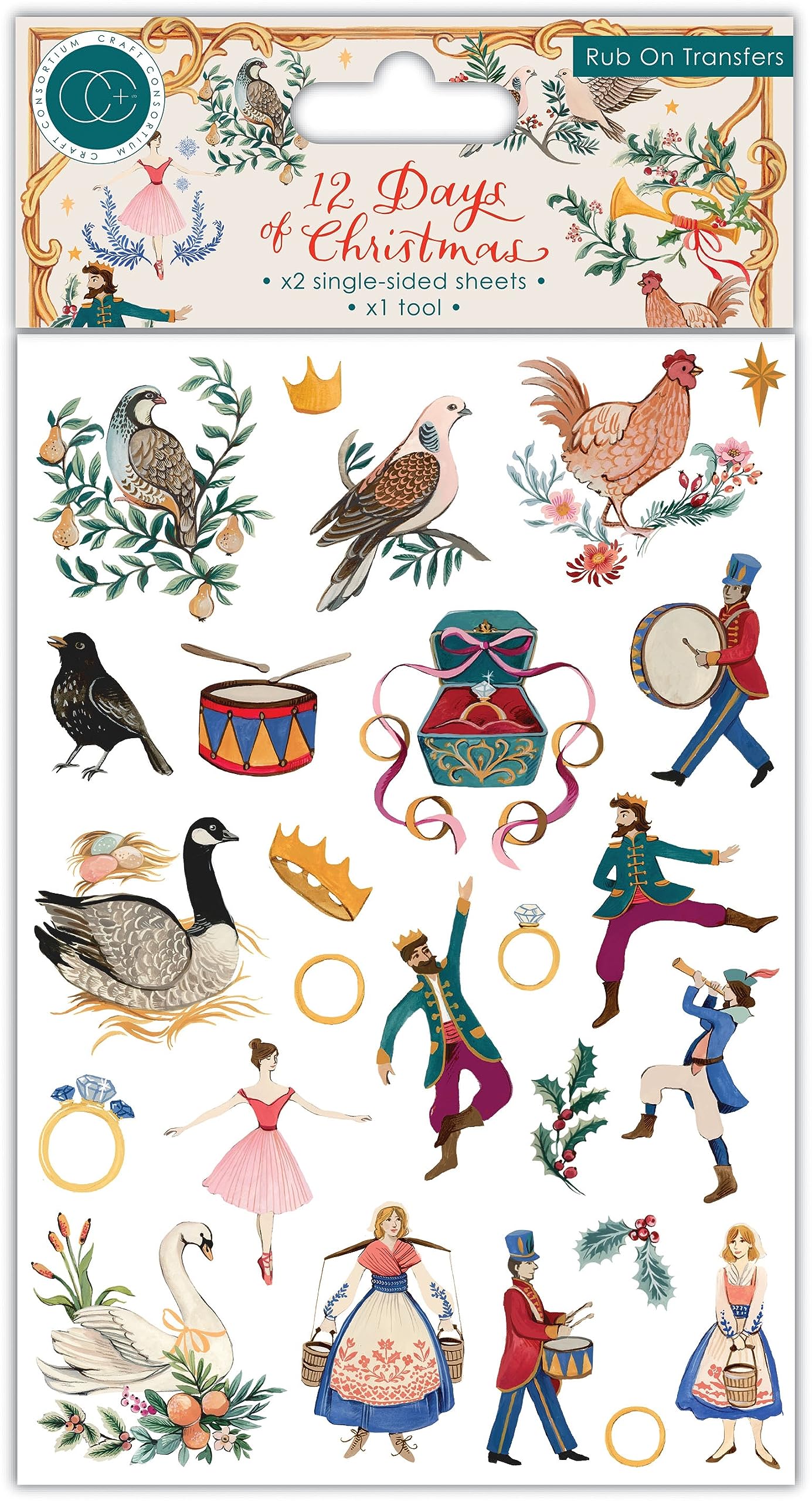 Amazon.com: Craft Consortium Rub-On Transfers 2/Pkg-12 Days of ...