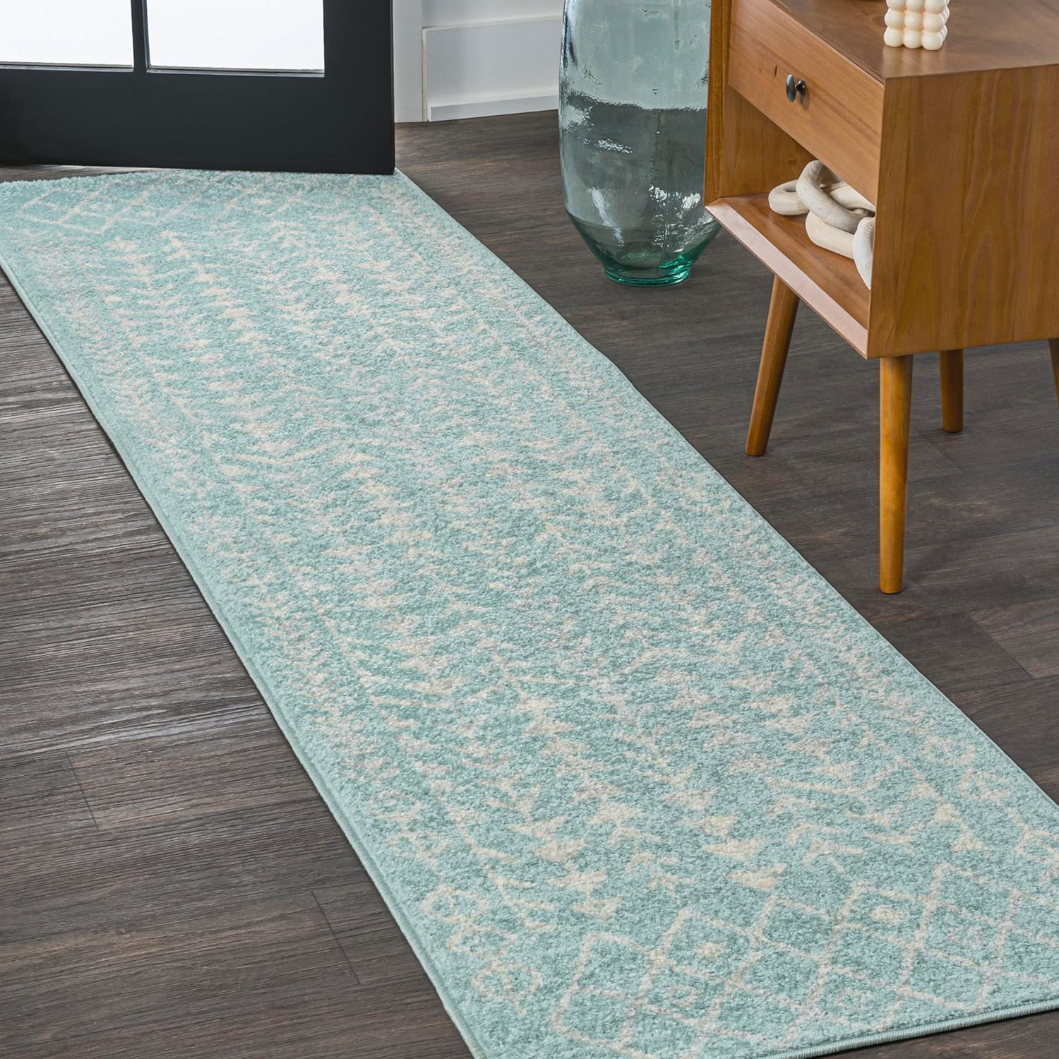 Amazon.com: JONATHAN Y Ziri Moroccan Geometric Turquoise/Cream Runner ...