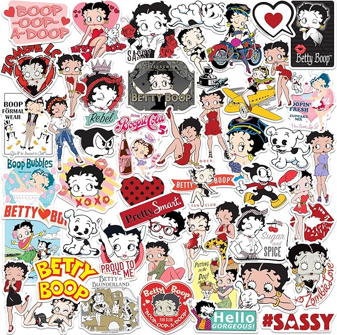 Amazon.com: Betty Boop 50CT Sticker Pack Large Deluxe Stickers Variety ...