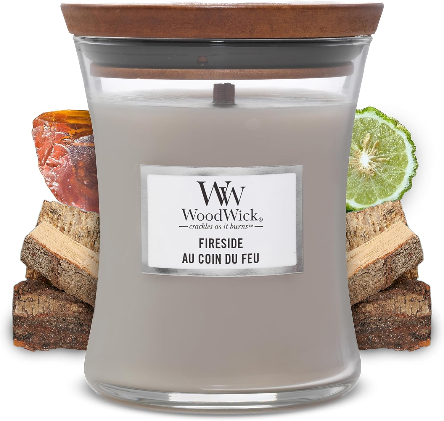 WoodWick Scented Candle, Fireside Medium Hourglass Candle, with ...