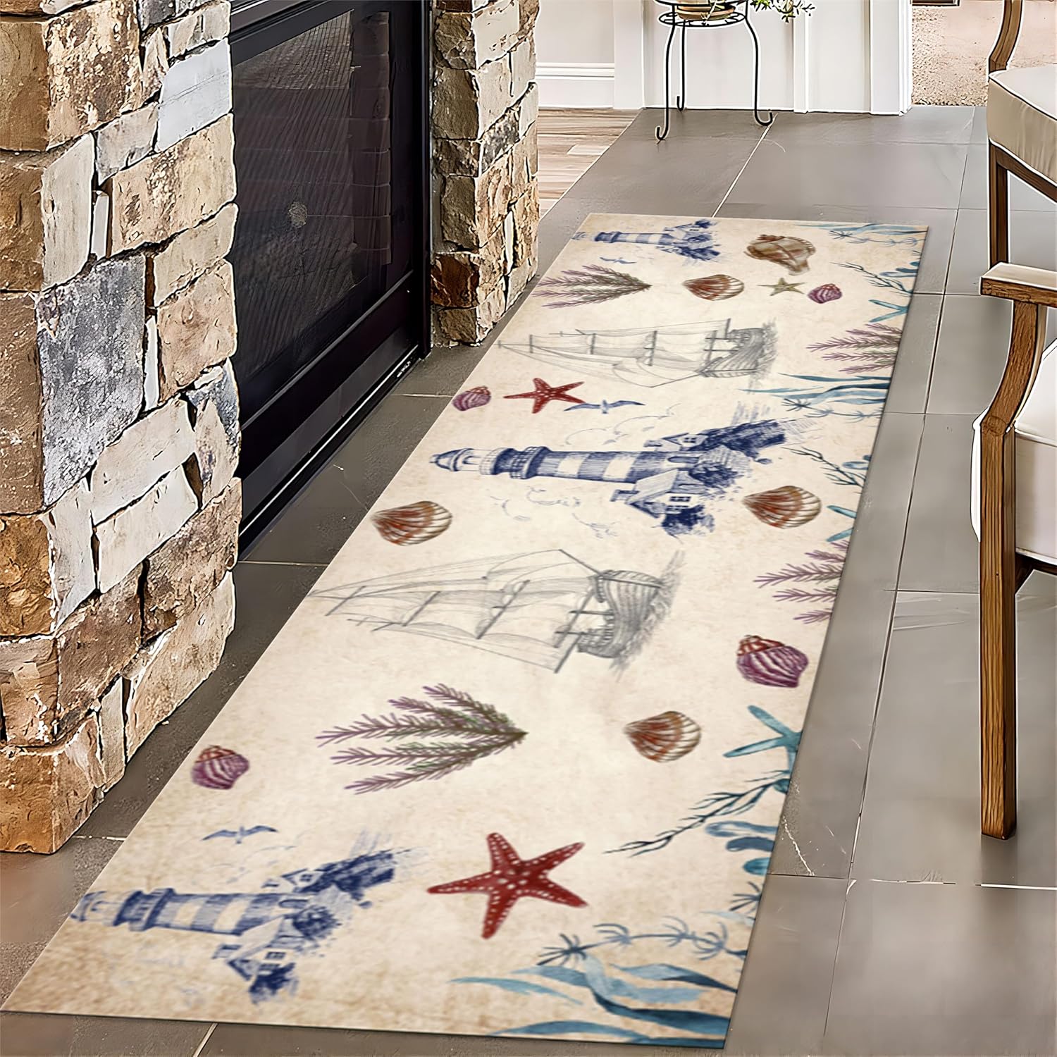 Amazon.com: USHIRUG Nautical Sailboat Long Hallway Runner Rug, 2x6ft ...