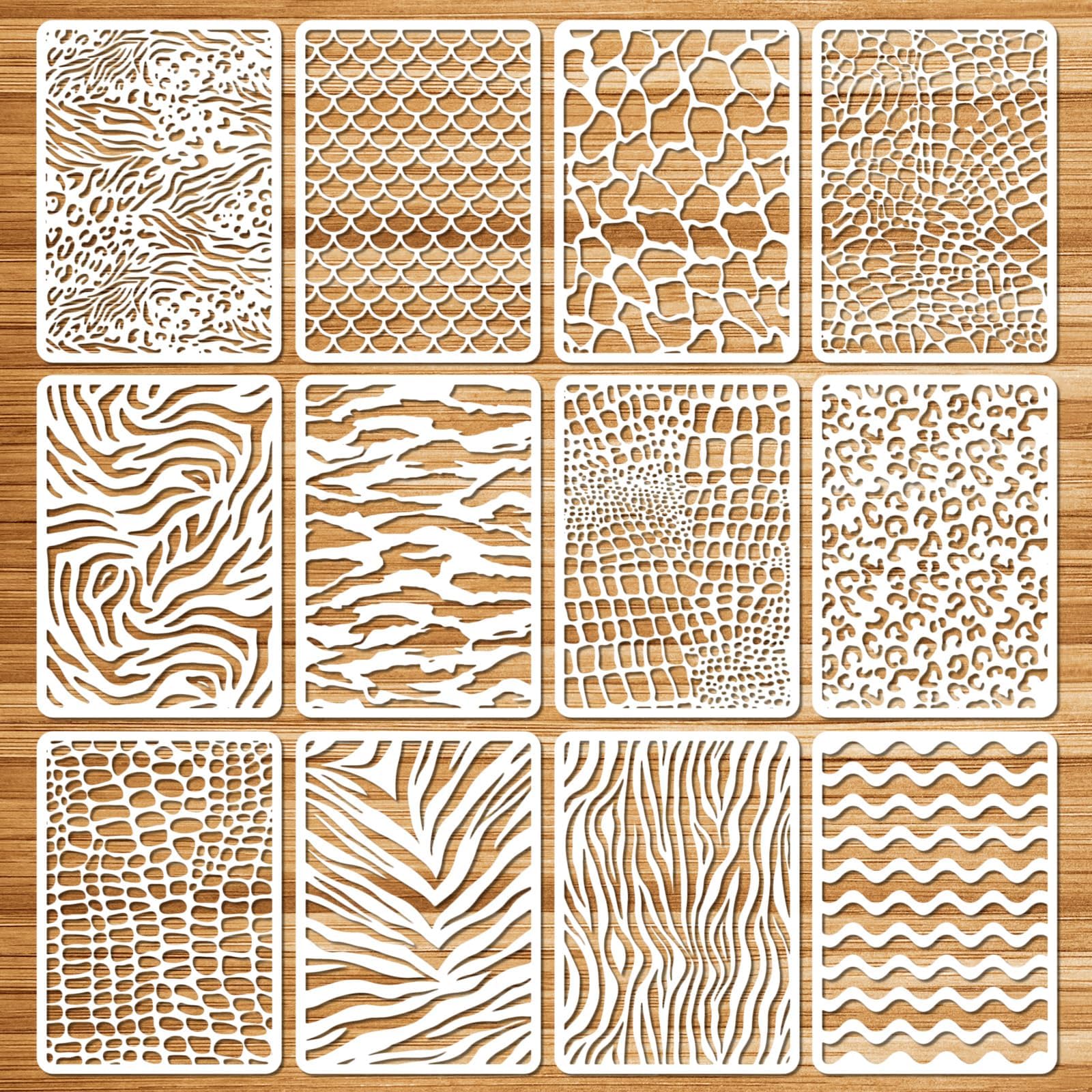 RXKFIGX 12 Pcs Drawing & Painting Stencils Set - Reusable Plastic ...