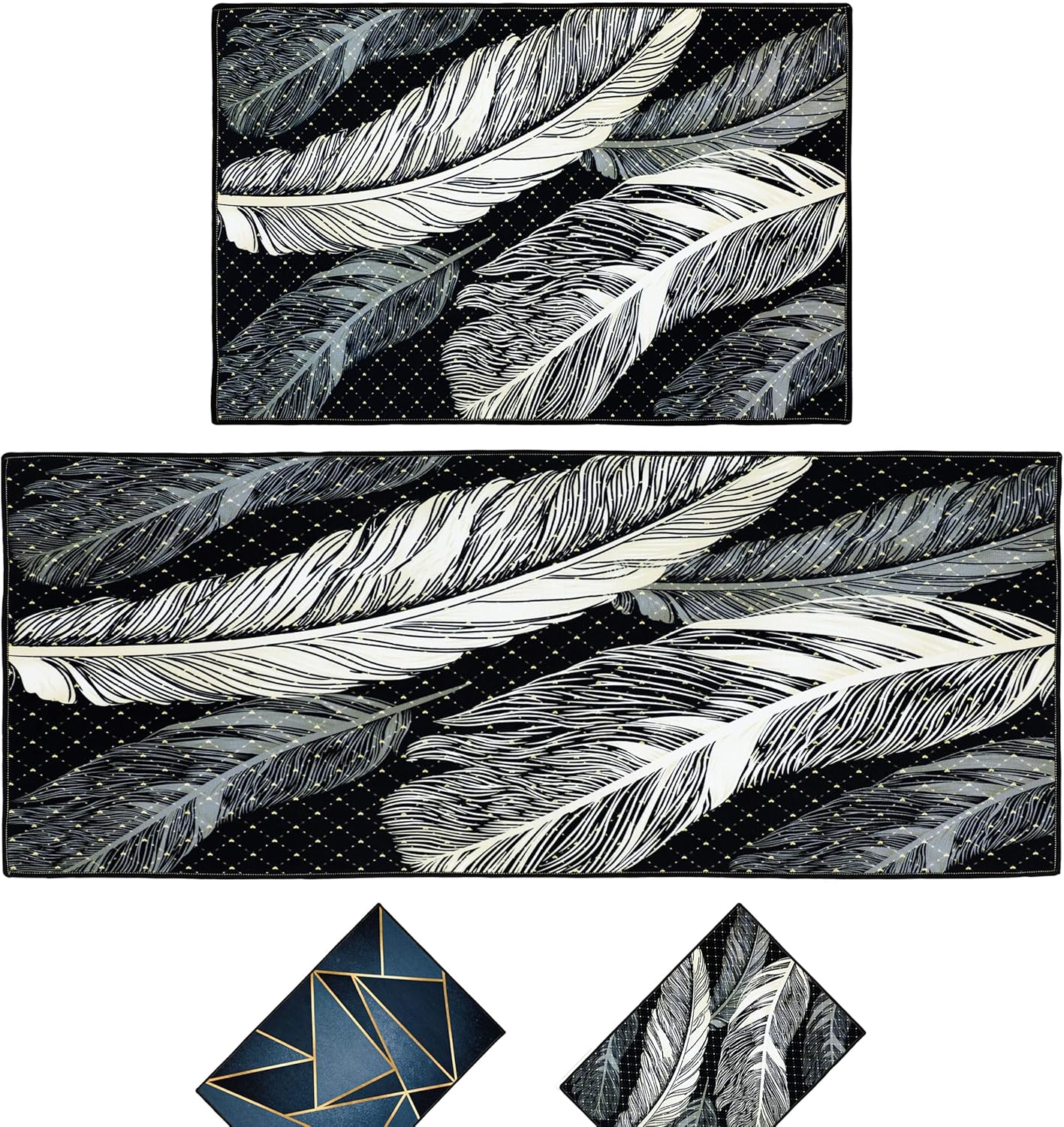 HOME FIXINGS Kitchen Rugs Set 2 Piece Kitchen Mats Non Slip Machine ...