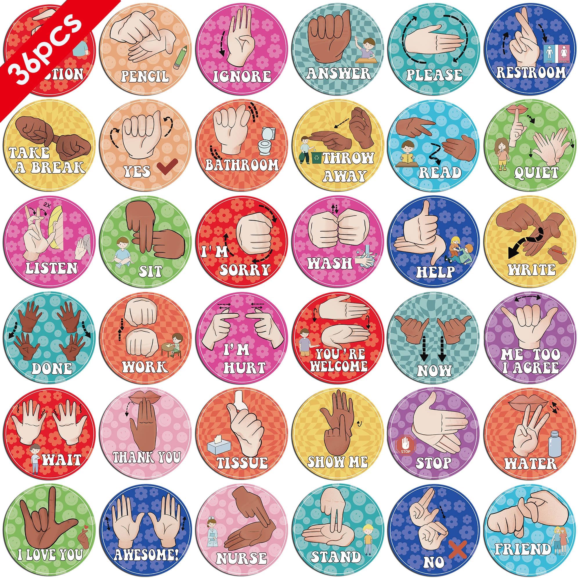 Amazon.com: ASL Classroom Hand Signal Cards - 36 Classroom Hand Signal ...