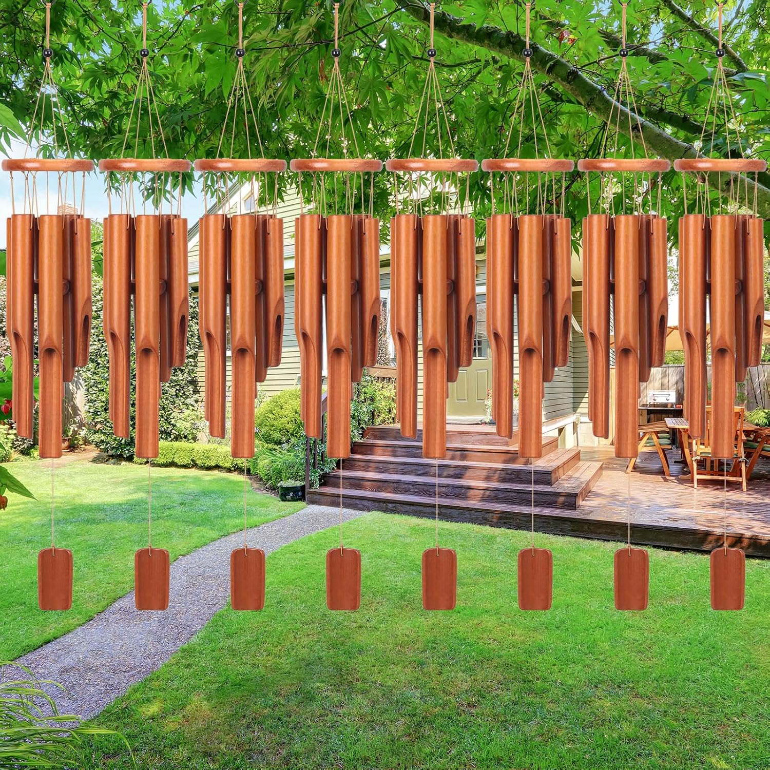 Amazon.com : Hoteam 4 Pieces Bamboo Wind Chimes Outdoor 30 Inches ...