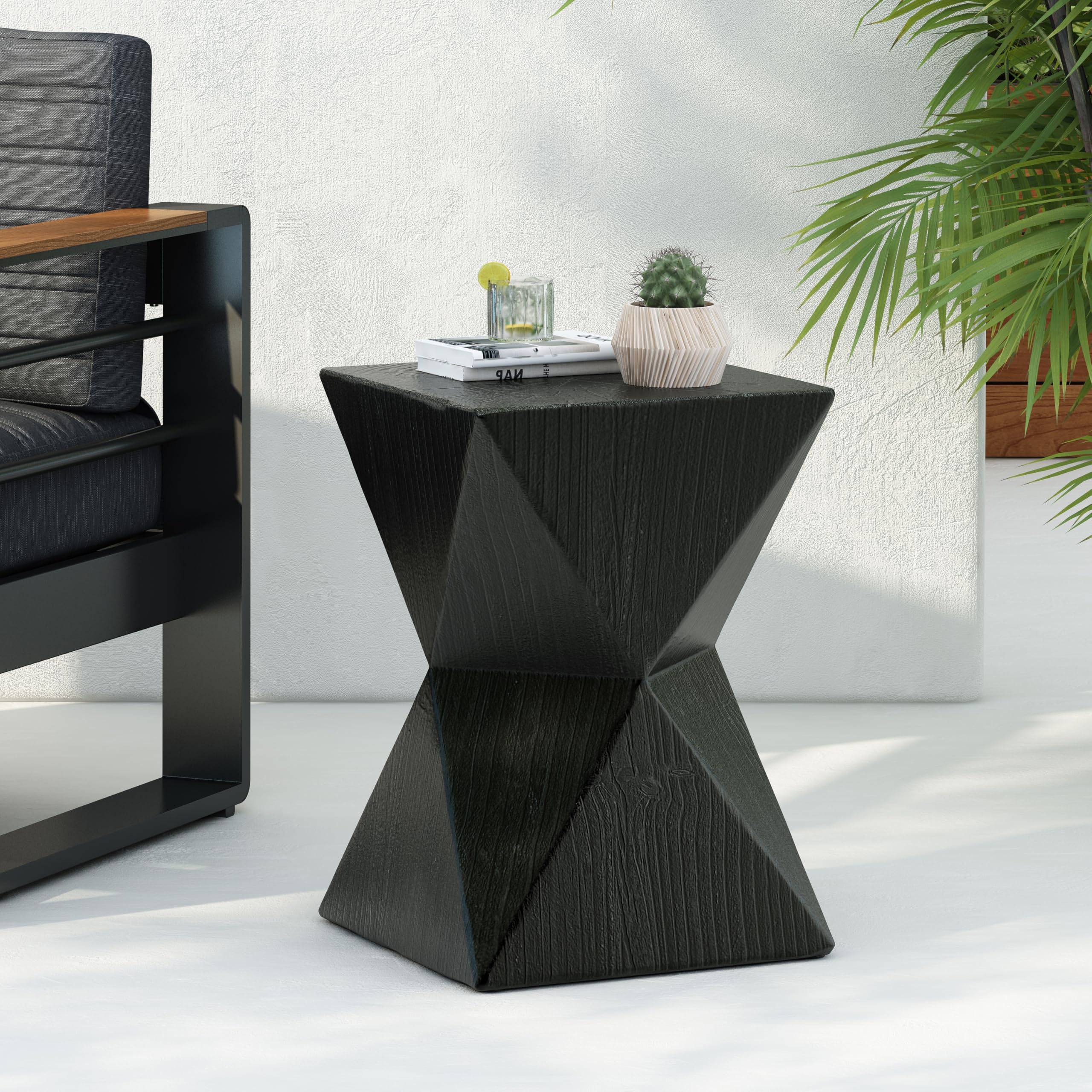 Snapklik.com : Merax Outdoor Prismatic Symmetry Concrete End Side Table ...