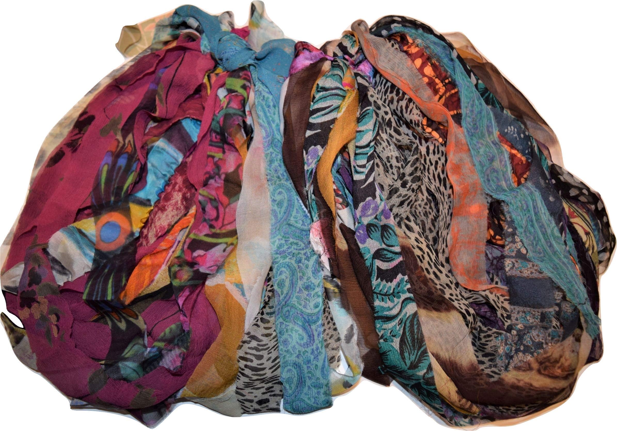 Amazon.com: Zari Sari Pure Silk with Metallic Threads 100 g Ribbon Yarn ...