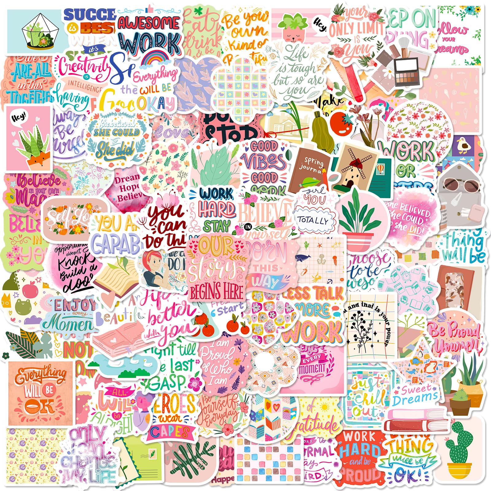 Amazon.com: 100Pcs Cute Preppy Stickers,Waterproof Aesthetic ...