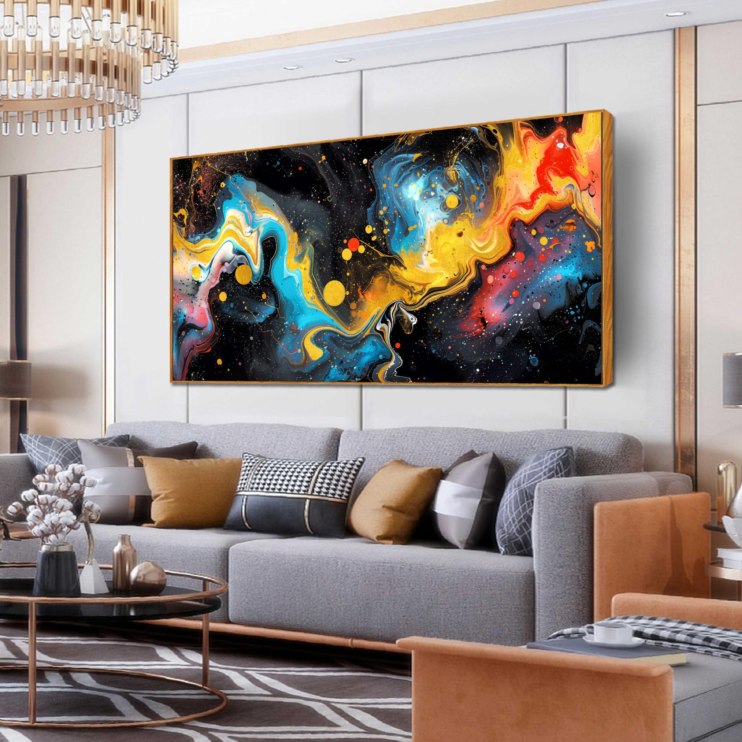 Amazon.com: Large Colorful Abstract Canvas Wall Art for Living Room ...