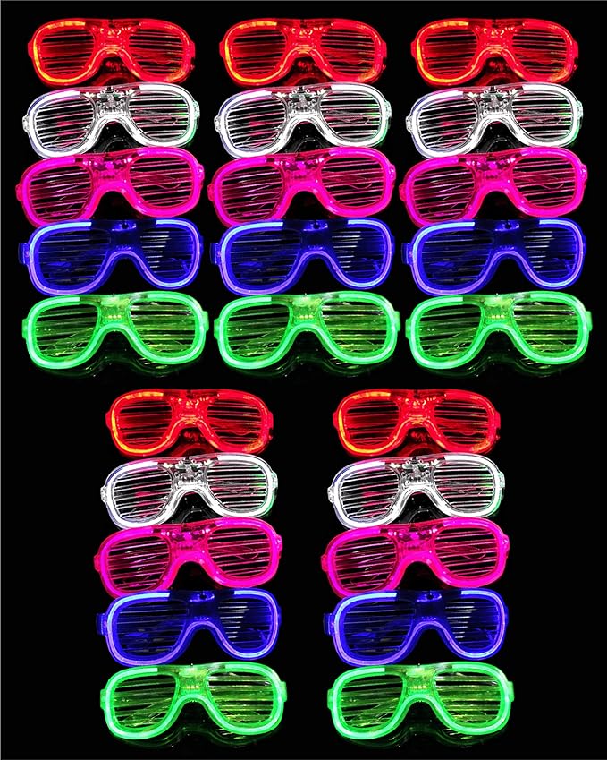 Amazon.com: Toysery Neon Color LED Glasses - 25 Pieces Light Up Glasses ...