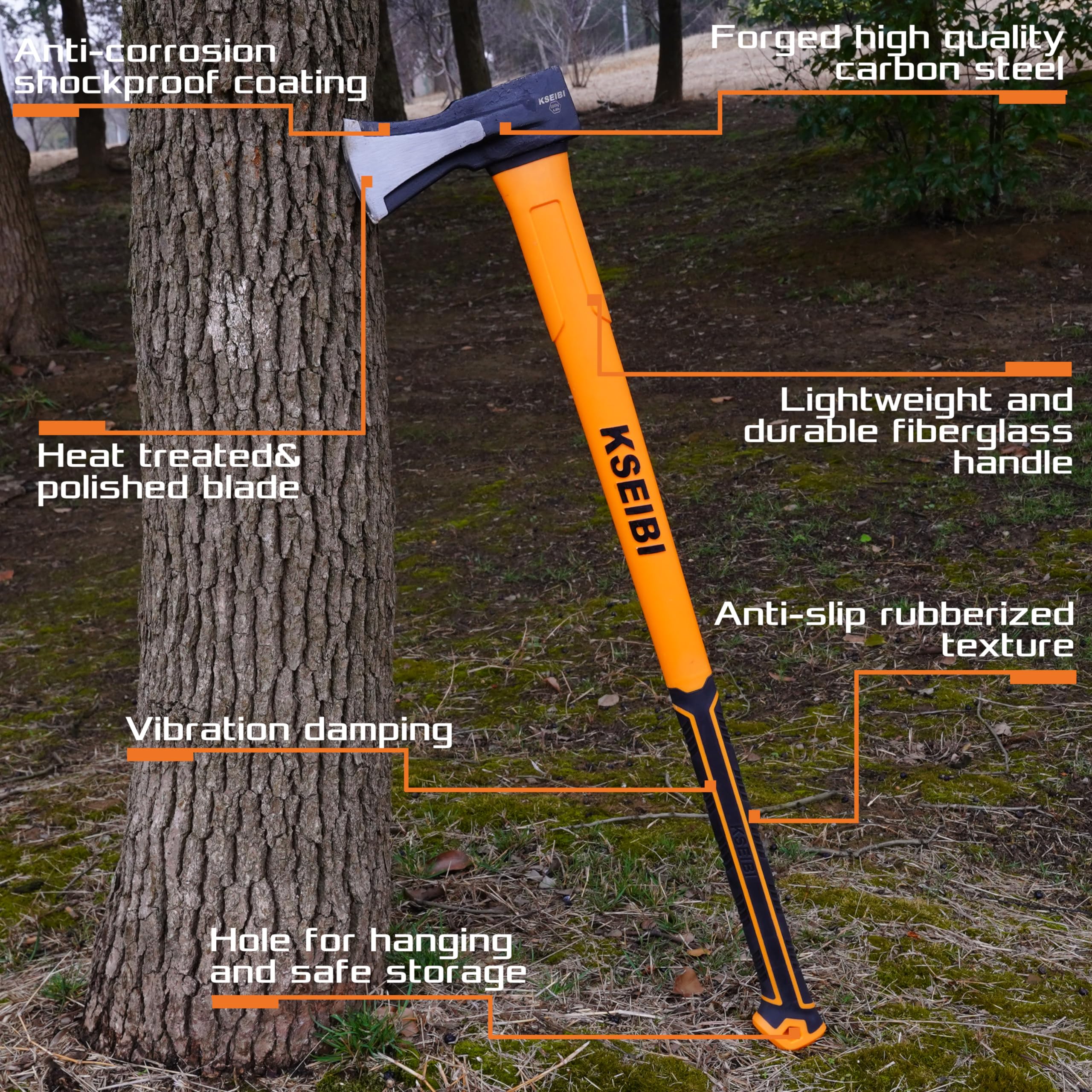 KSEIBI 36-Inch Splitting Axe - Forged Carbon Steel, Wood Splitter ...