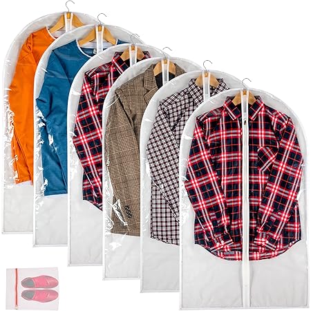 Amazon.com: Perber Garment Bags for Hanging Clothes, 6 PCs Clear ...