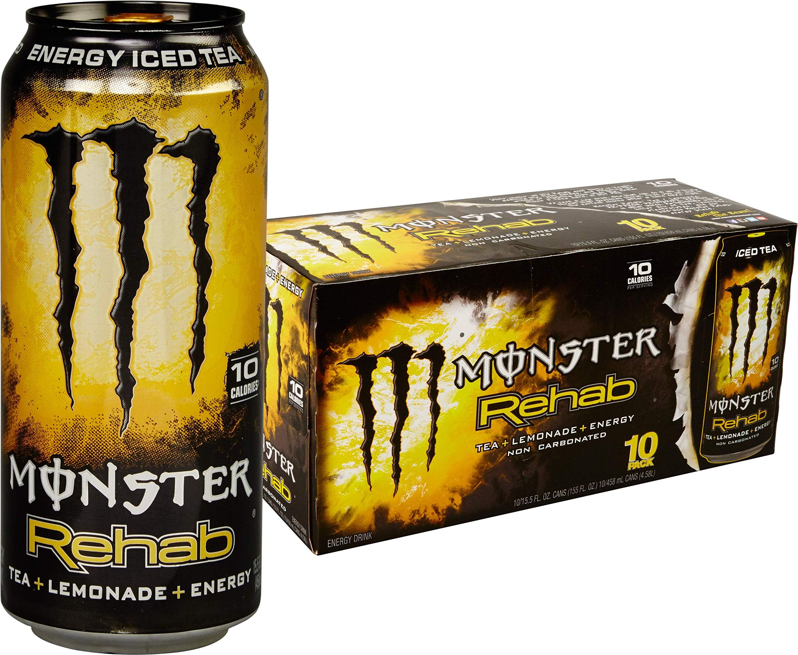Amazon.com : Monster Rehab, Tea + Lemonade, 15.5 fl oz, 10 Pack ...