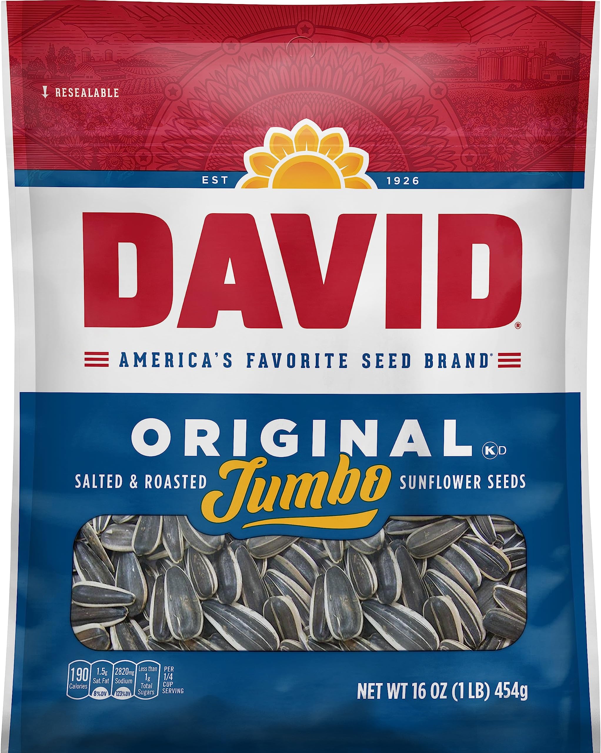 Amazon.com : David Seed SunFlower Seeds, Original, 36 Count (Pack of 1 ...
