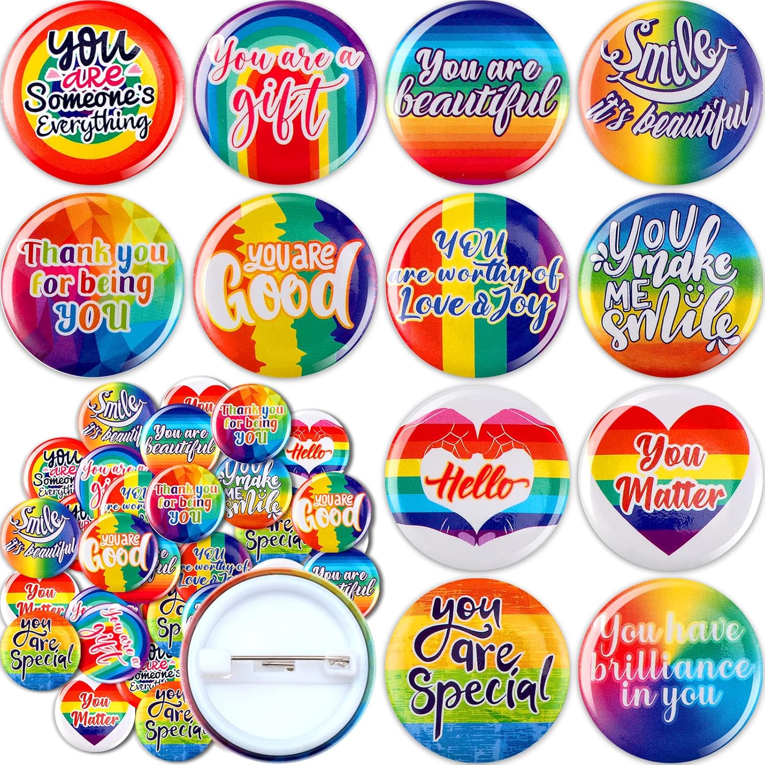 Amazon.com: Karenhi 60 Pcs Lgbt Pride Pins Bulk Rainbow Pins Love Saves ...