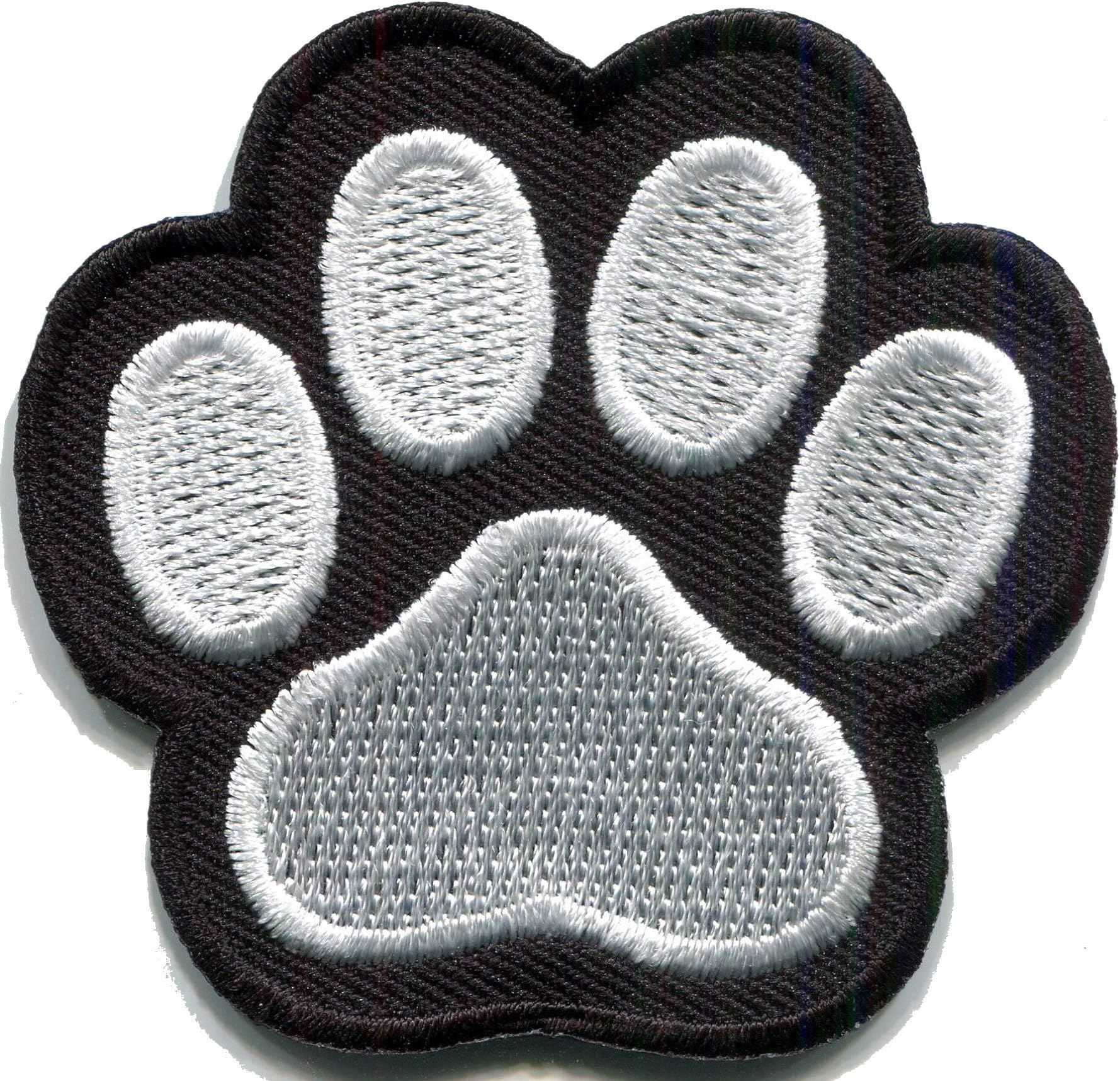Amazon.com: Cat paw Print Animal Wildlife Black White DIY Embroidered ...