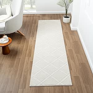 Amazon.com: LUXE WEAVERS Geometric Diamond Shaped Cream 2x7 Area Rug ...