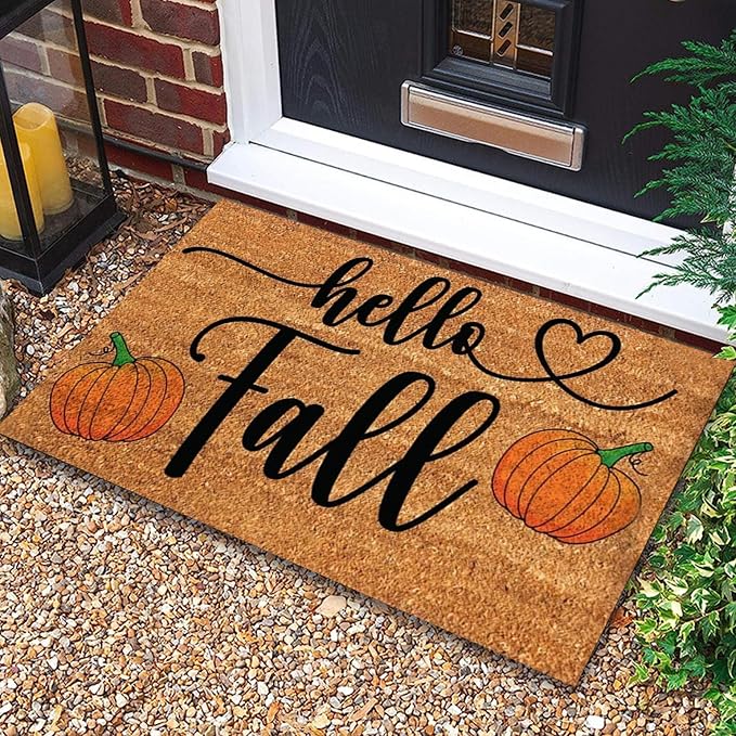Doormats, Fall Door Mat Outdoor 24x16 Inch Pumpkin Happy Fall Rug Non ...