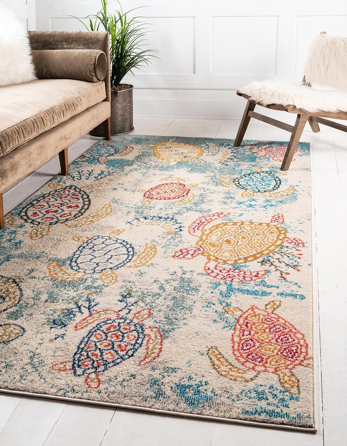 Amazon.com: Unique Loom Positano Collection Coastal Modern Turtles ...