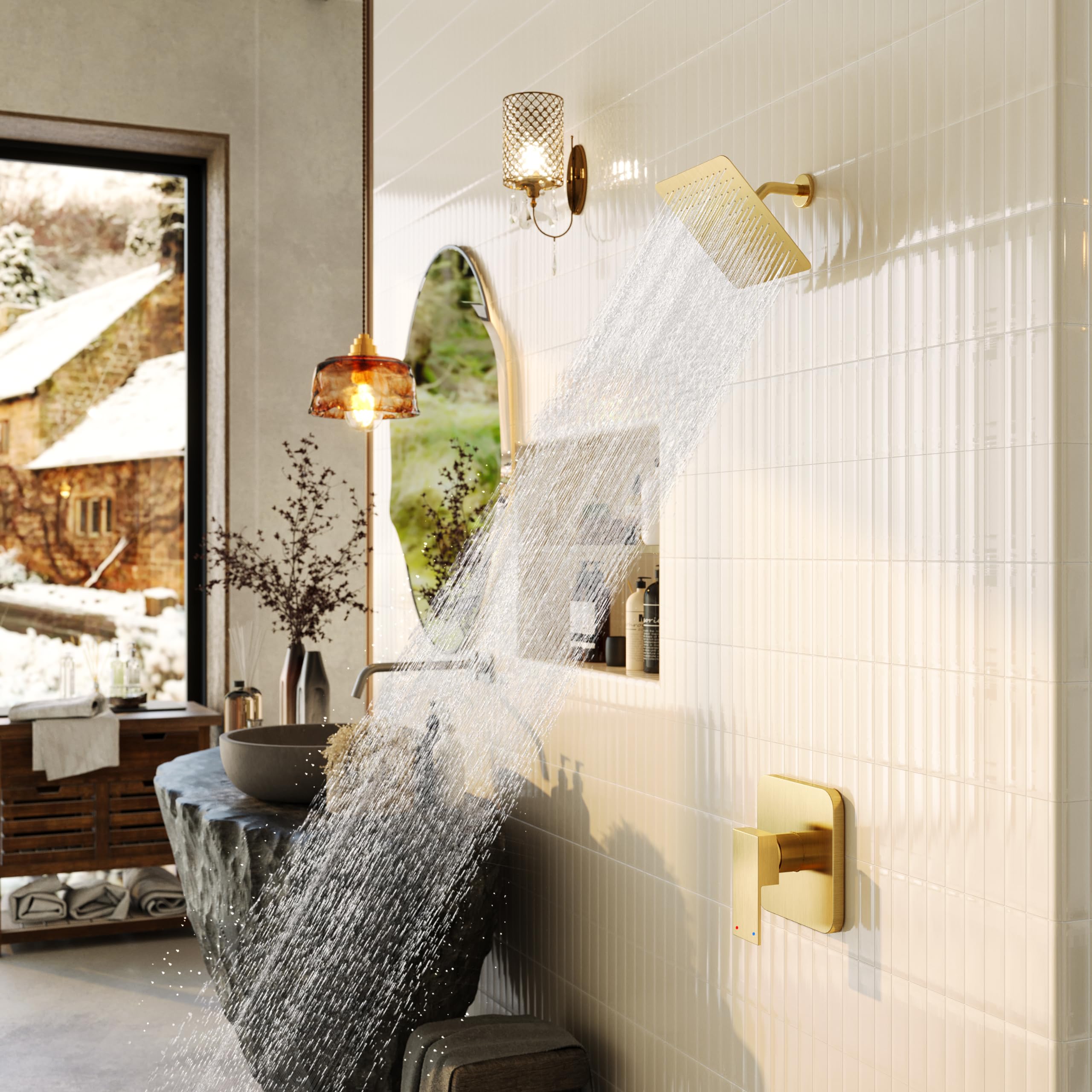 Snapklik.com : Shower Faucet Set, Gold Shower Faucet, All Metal 8-Inch ...