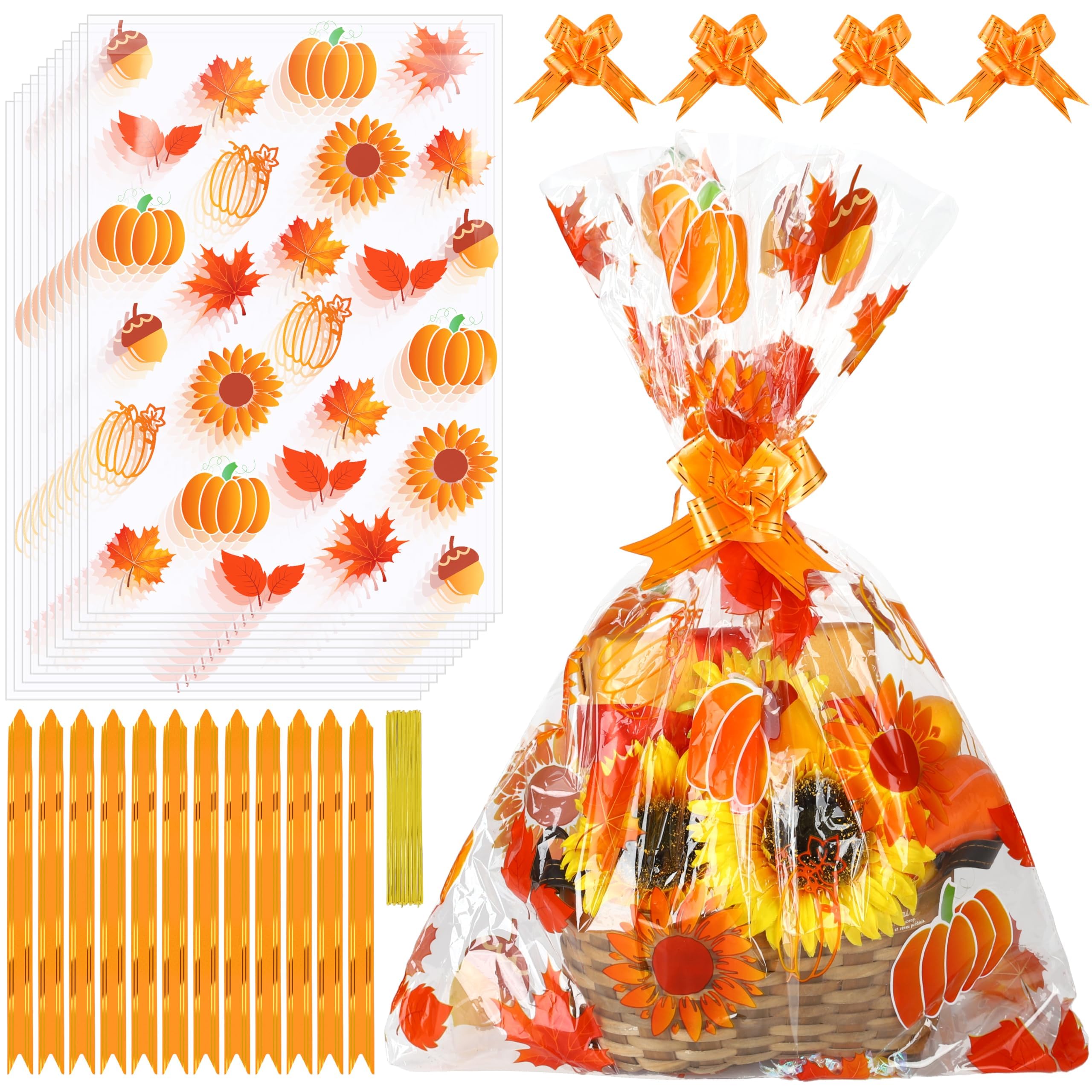 Amazon.com: MIMIND 12 Pieces Fall Thanksgiving Large Basket Bags ...