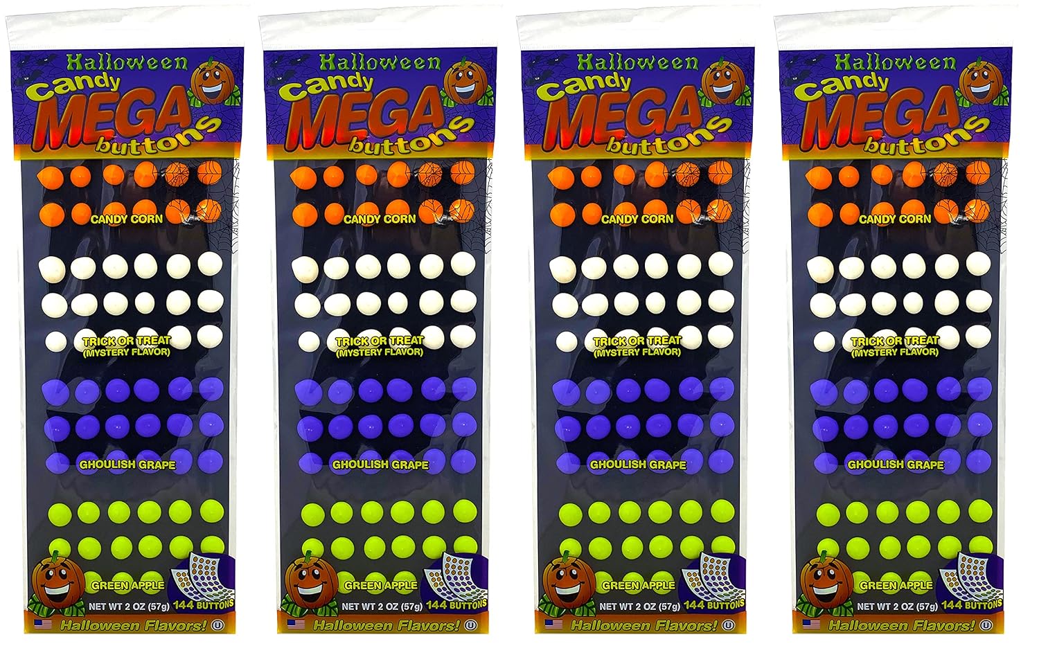 Amazon.com : Stichler Mega Halloween Candy Buttons Pack of 3, 576 ...