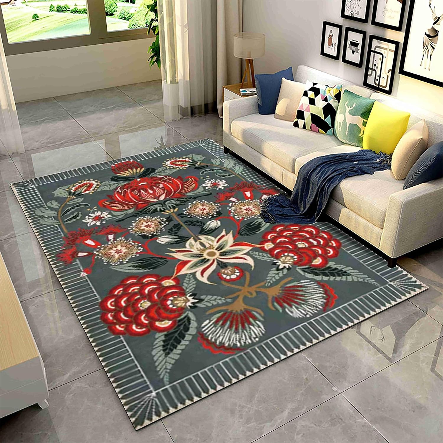 Amazon.com: Country Style Area Rugs, 5x7ft, Modern Farmhouse Red ...